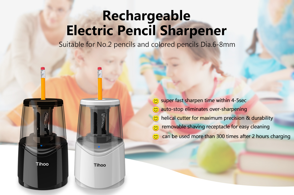 Rechargeable Electric Pencil Sharpener with Helical Blade