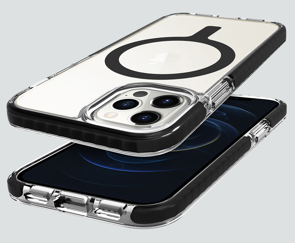 Magnetic Shockproof Crystal Phones Case For iPhone 12 /12 Pro 6.1", white