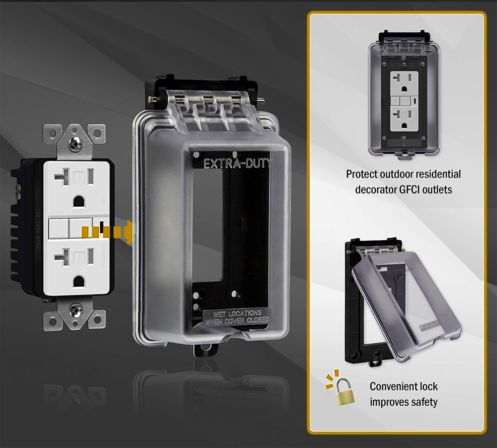Extra-Duty in-Use Weatherproof Outdoor Decorator GFCI Receptacle ...