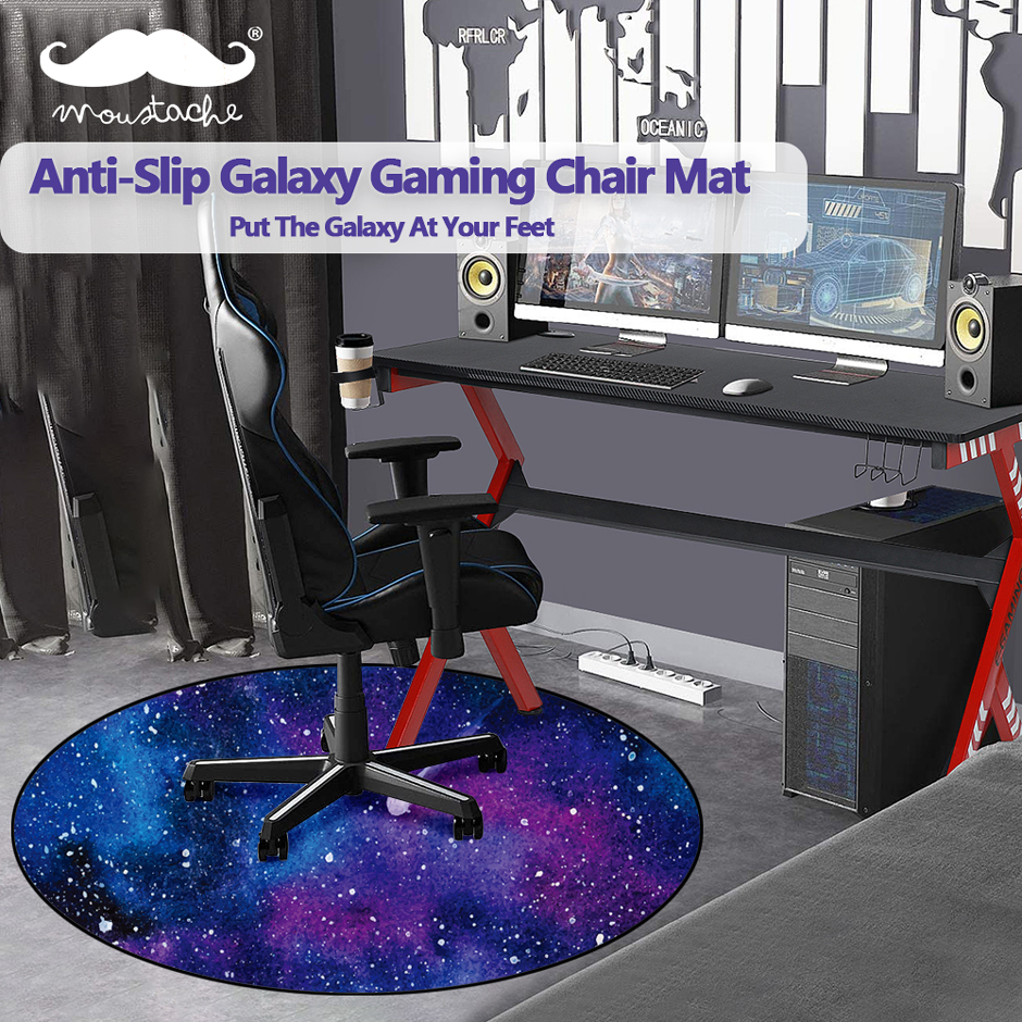 Anti-Slip Galaxy Gaming Chair Mat for Hardwood Floor - Moustache®