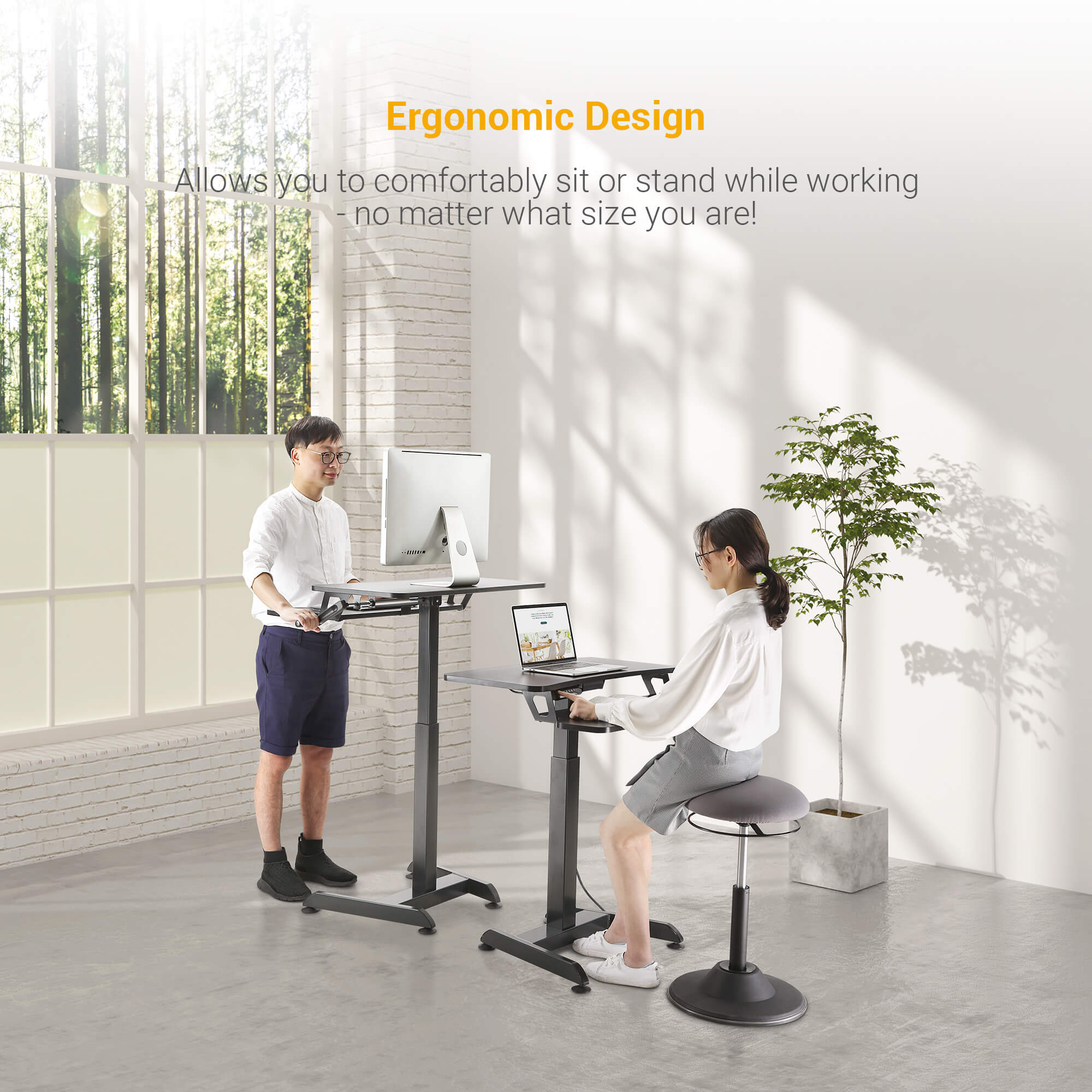 Manual Height Adjustable Workstation with Keyboard Tray - PrimeCables®