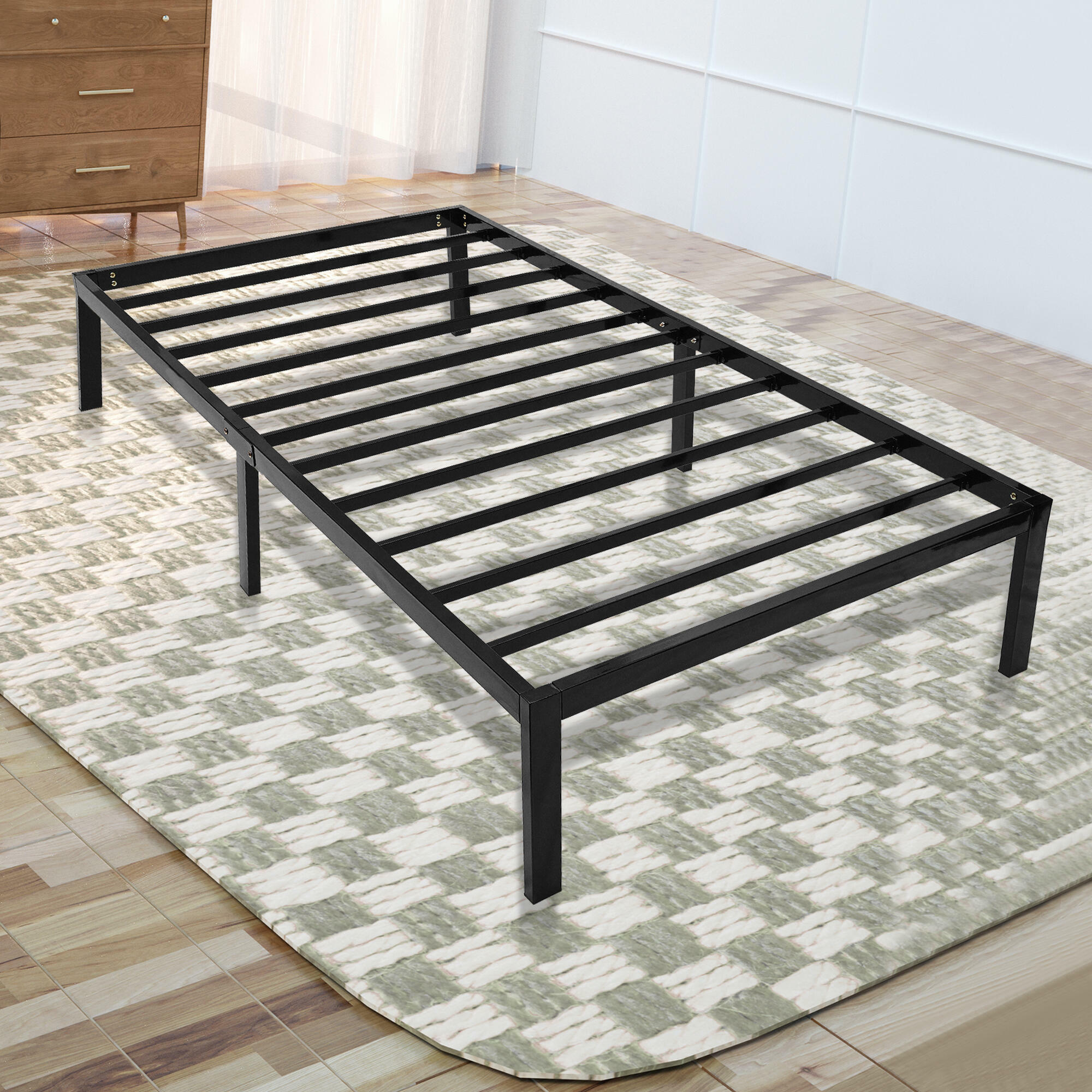 Full Size Bed Frame with Headboard, Heavy-Duty Metal Slats Bed Frame ...