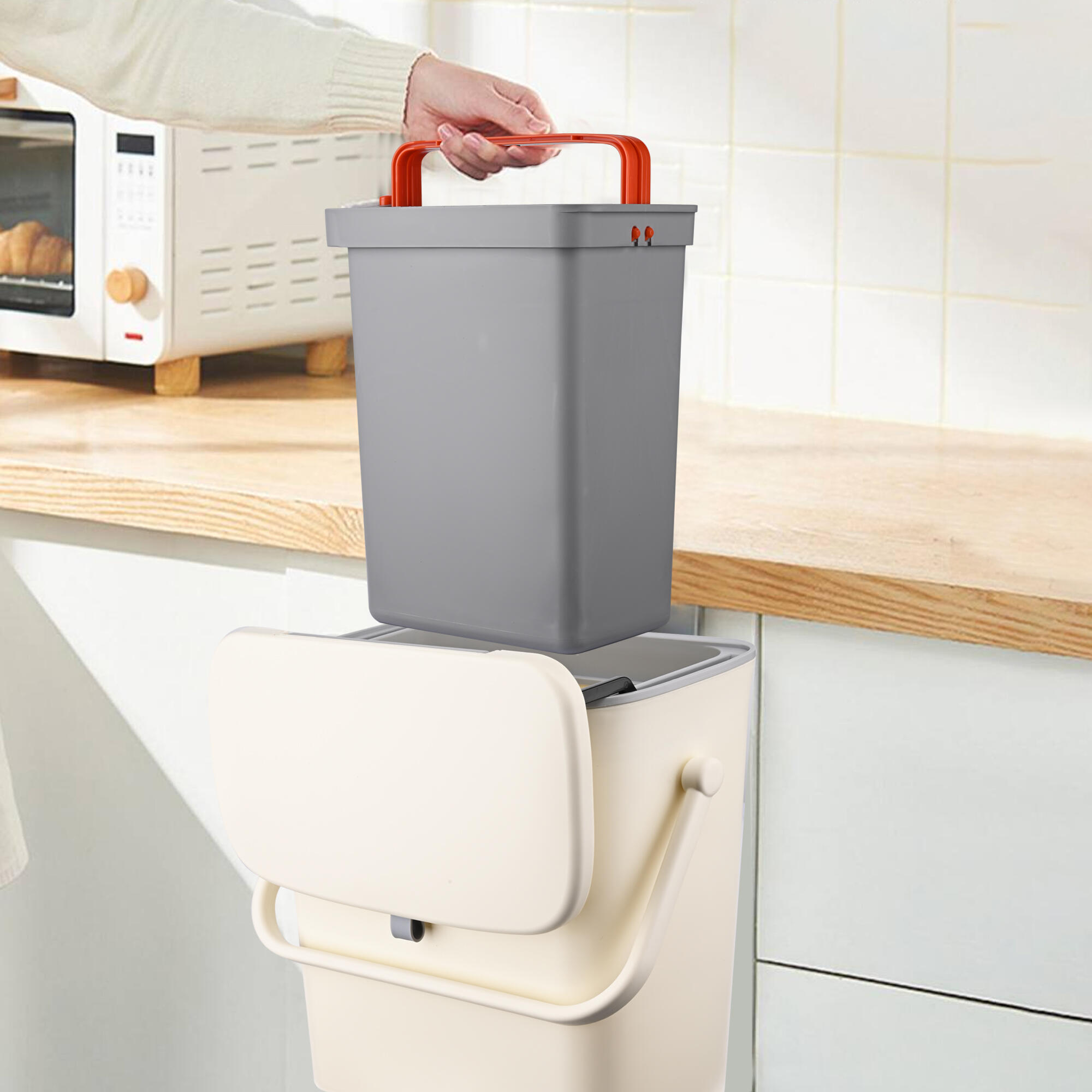 Kitchen Garbage Recycling Waste Bin Bags set, Separate 40L Sorting Bin ...