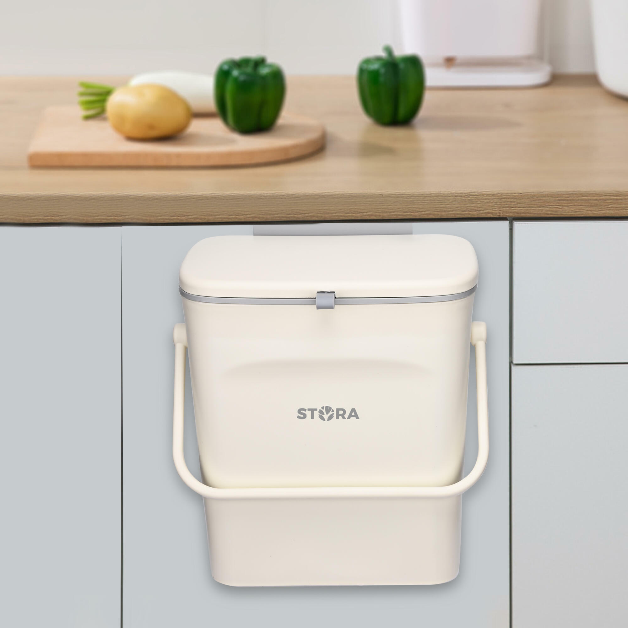 9L Hanging Trash Can with Odor-Sealing Lid - Fits Cabinet Doors