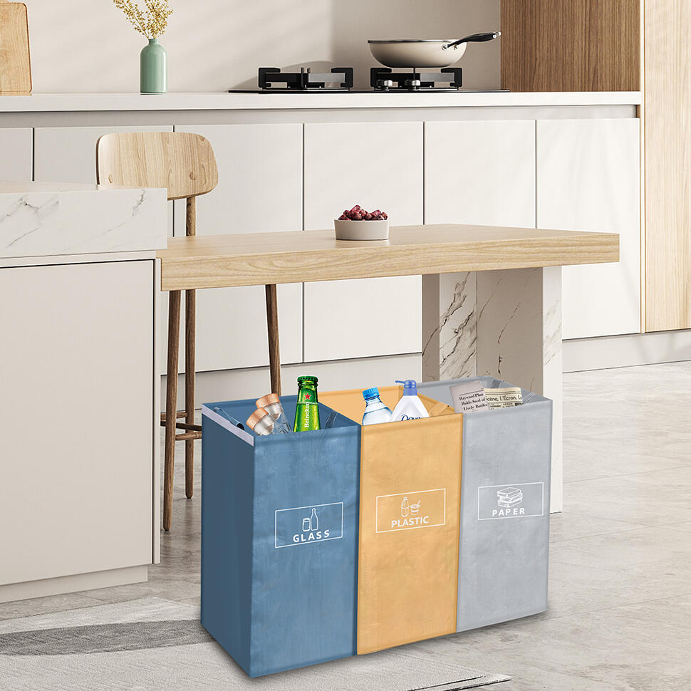 Kitchen Garbage Recycling Waste Bin Bags set, Separate 40L Sorting Bin ...