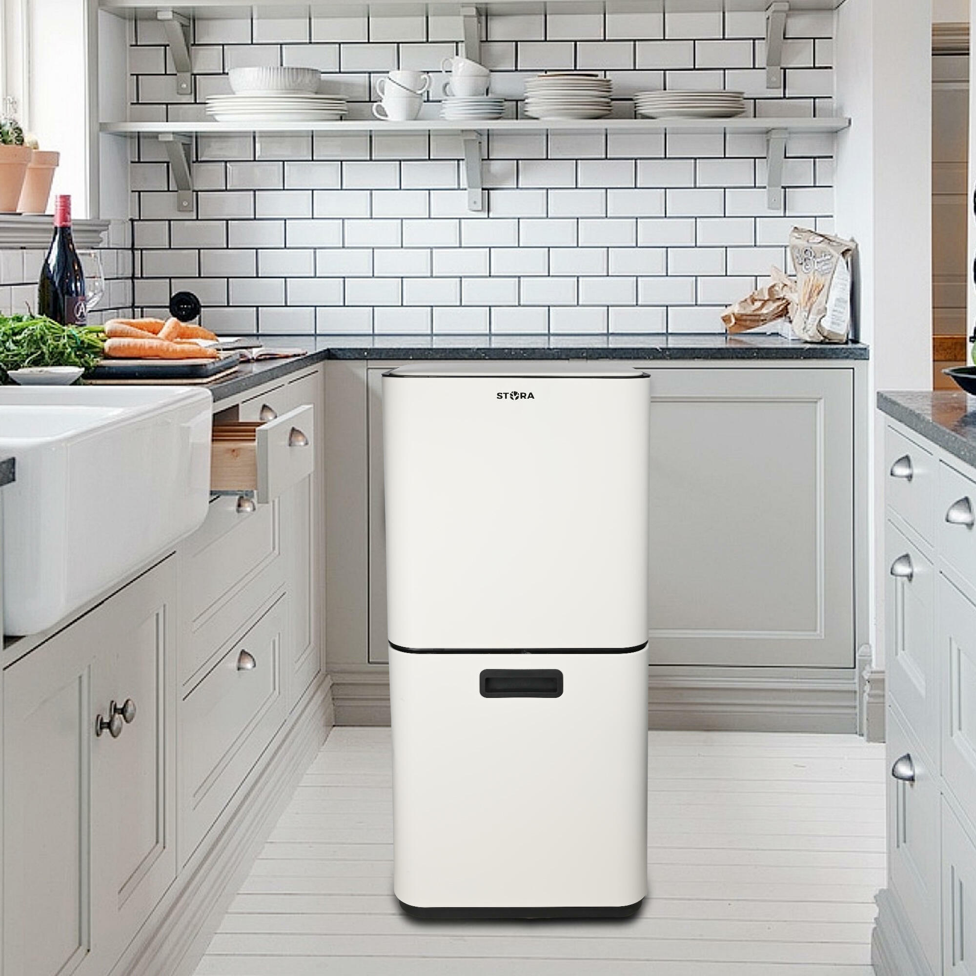 Large 65L Kitchen Trash Bin with Classified Compartments